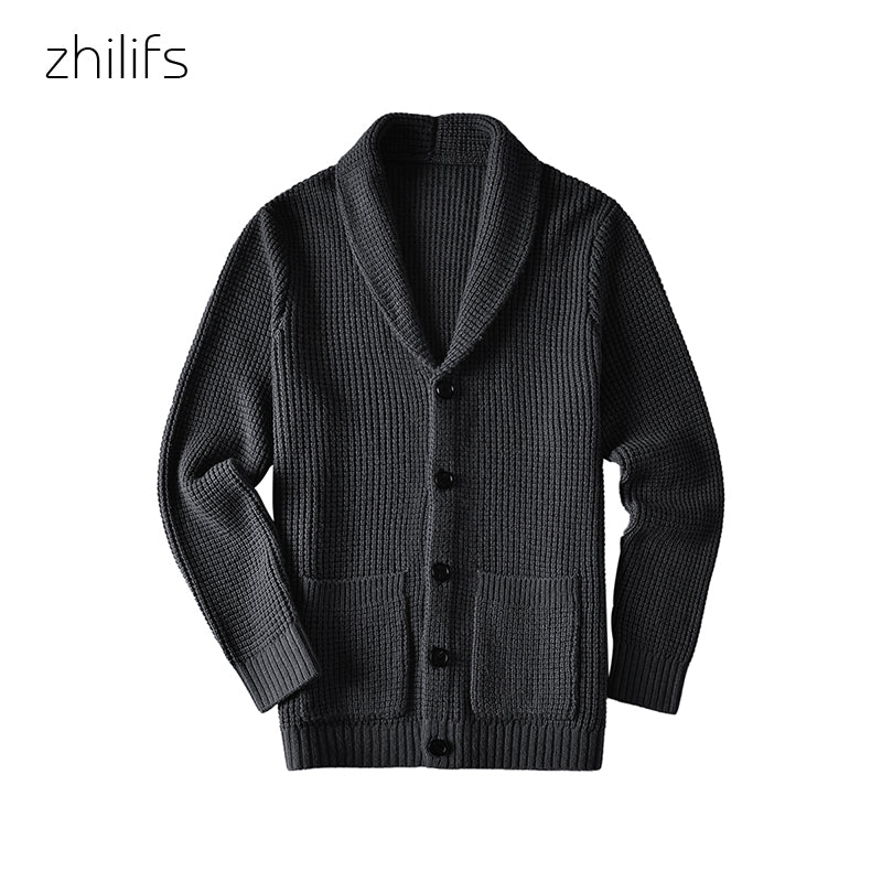 ZHILIFS Men's Casual Slim Thick Knitted Shawl Collar ZHILIFS Men's Casual Slim Thick Knitted Shawl Collar
